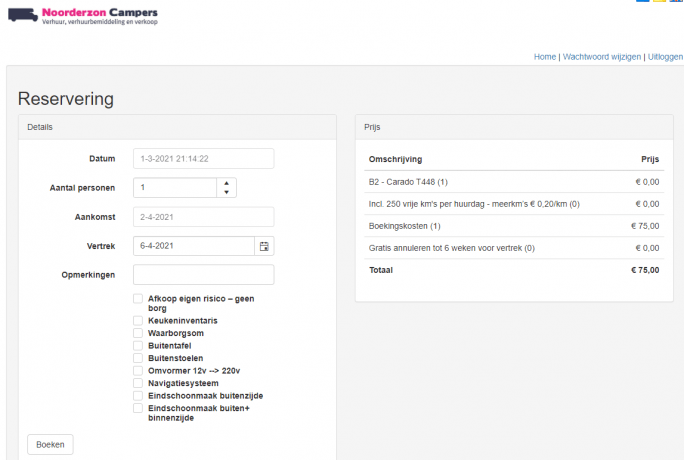 Inloggen en beheren reserveringen en eigen vakanties